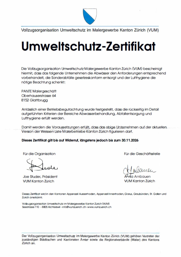 Umweltschutz – PANTE Malergeschäft
